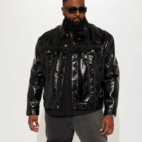 Fashion Nova | Jackets & Coats | Mens Black Faux Leather High Shine ...
